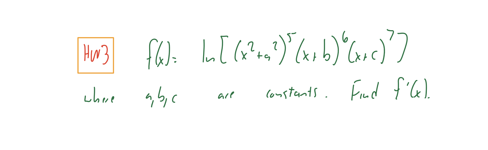 Solved Hww f(x)=ln[(x2+a2)5(x+b)6(x+c)7] whiee a,b,c ail | Chegg.com