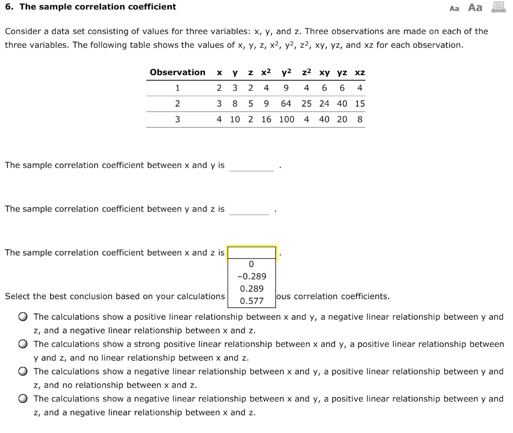Solved 6 The Sample Correlation Coefficient Aa Aa Consider