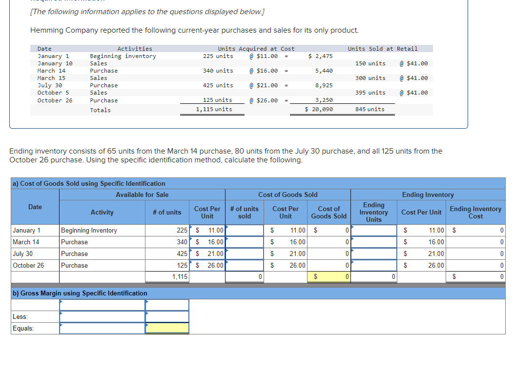 Solved Ending inventory consists of 65 ﻿units from the March | Chegg.com
