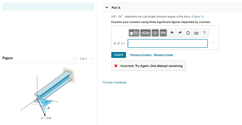 Solved Part A If 39, determine the coordinate direction | Chegg.com