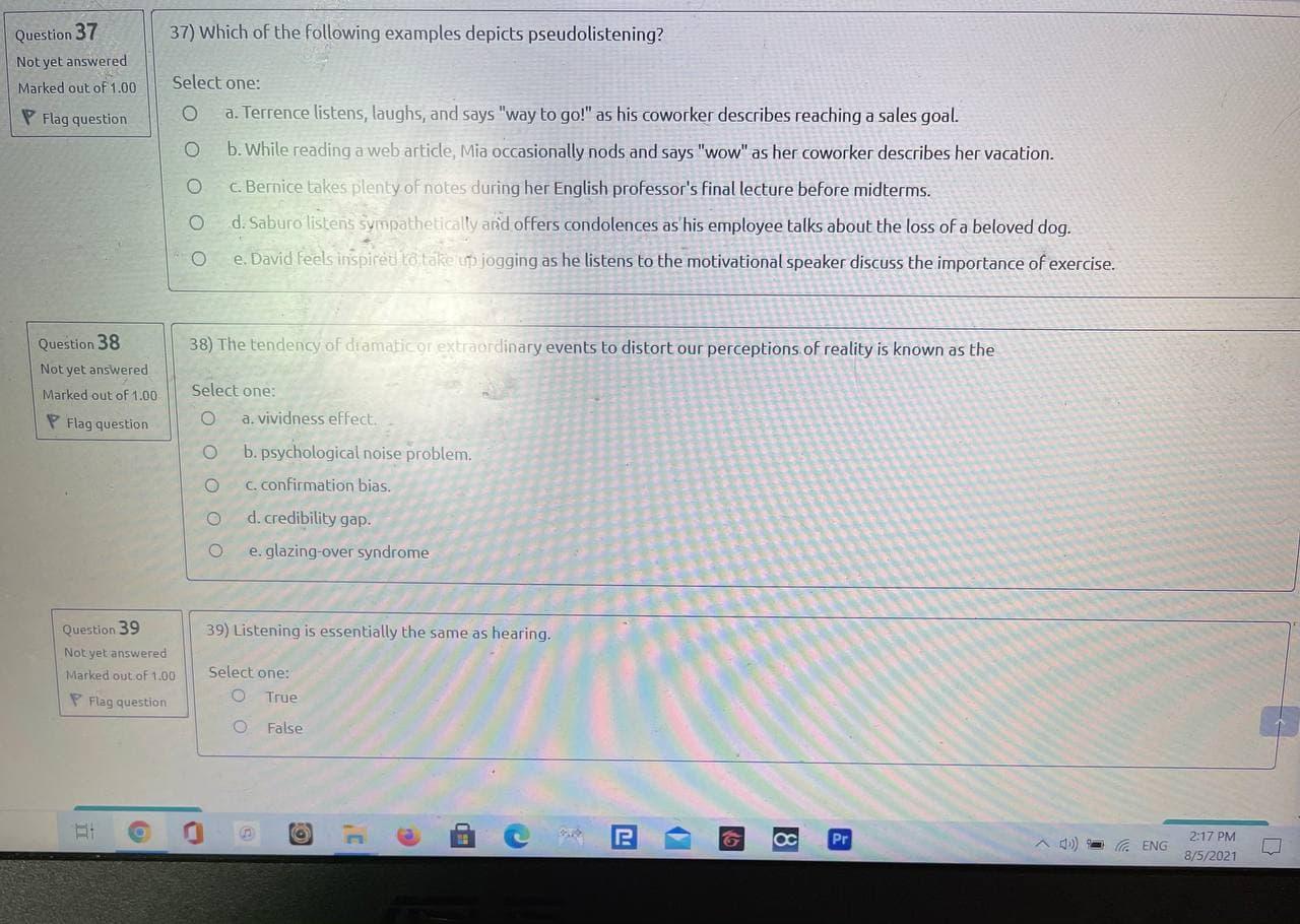 Solved Question 37 37) Which of the following examples | Chegg.com