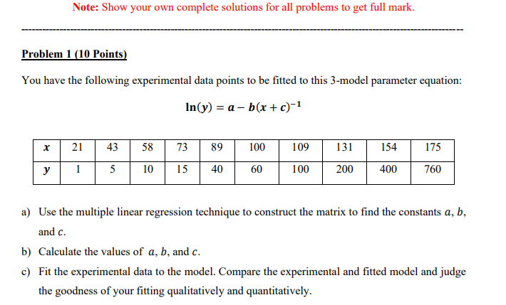 Engineering Numerical Analysis. use Ordinary | Chegg.com