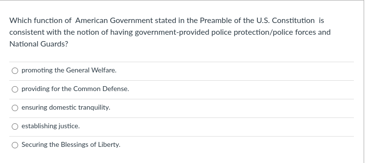 Solved Which function of American Government stated in the | Chegg.com