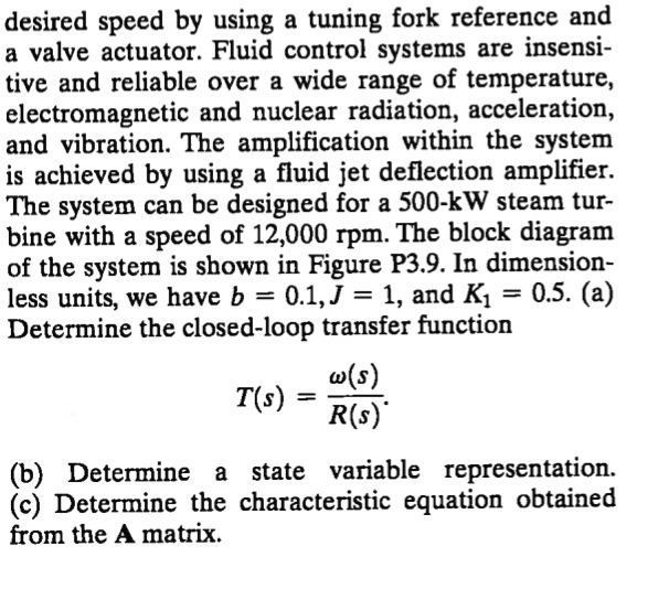 P3.9 A speed control system using fluid flow | Chegg.com