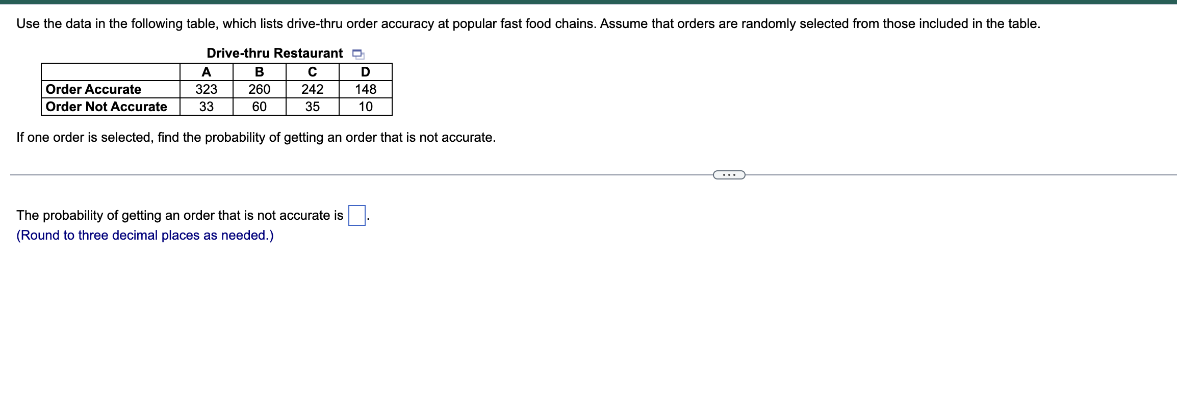 Solved If one order is selected, find the probability of | Chegg.com