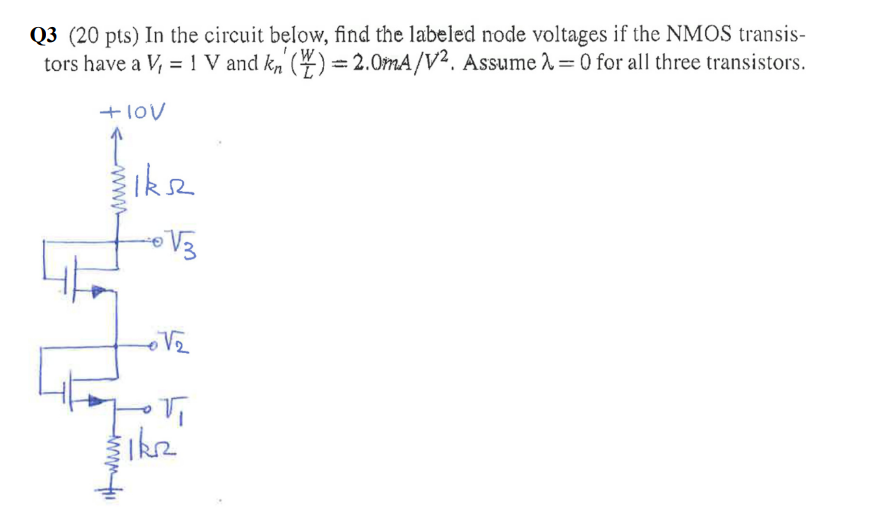 Solved Q3 (20pts) In the circuit below, find the labeled | Chegg.com
