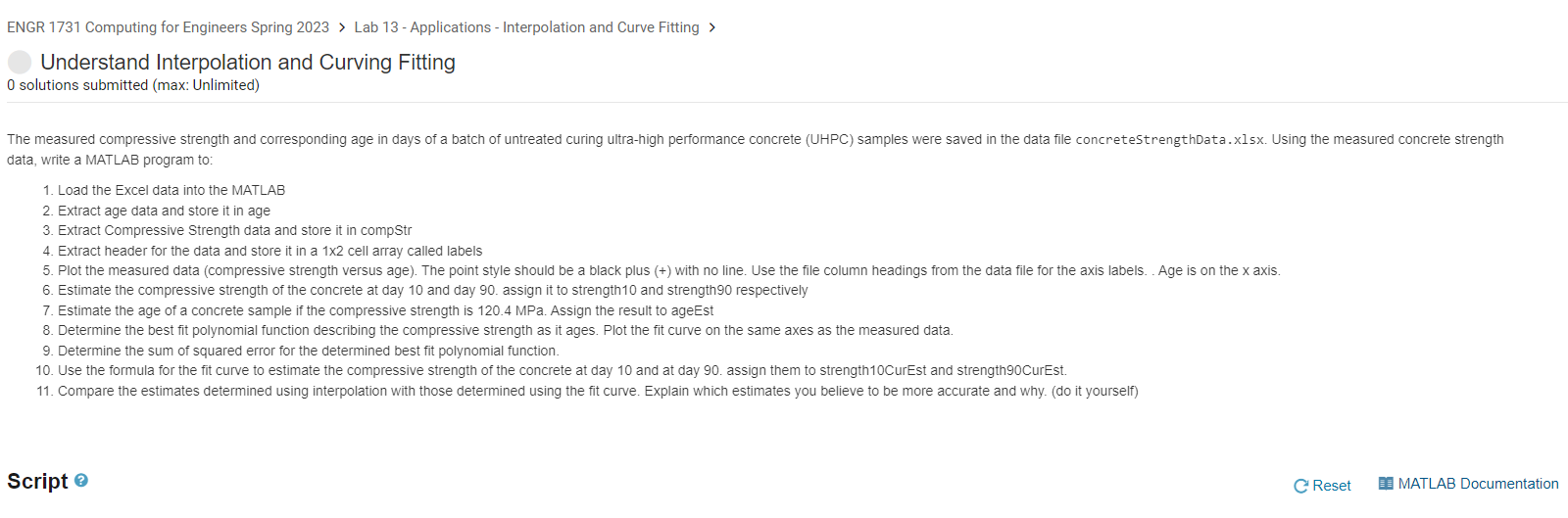 Solved Engr 1731 Computing For Engineers Spring 2023 Lab