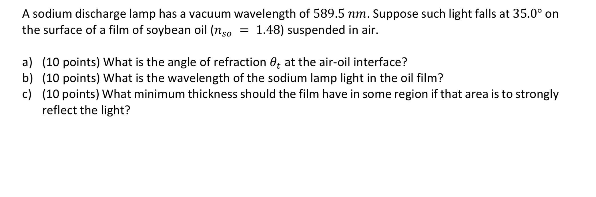 Solved A sodium discharge lamp has a vacuum wavelength of | Chegg.com