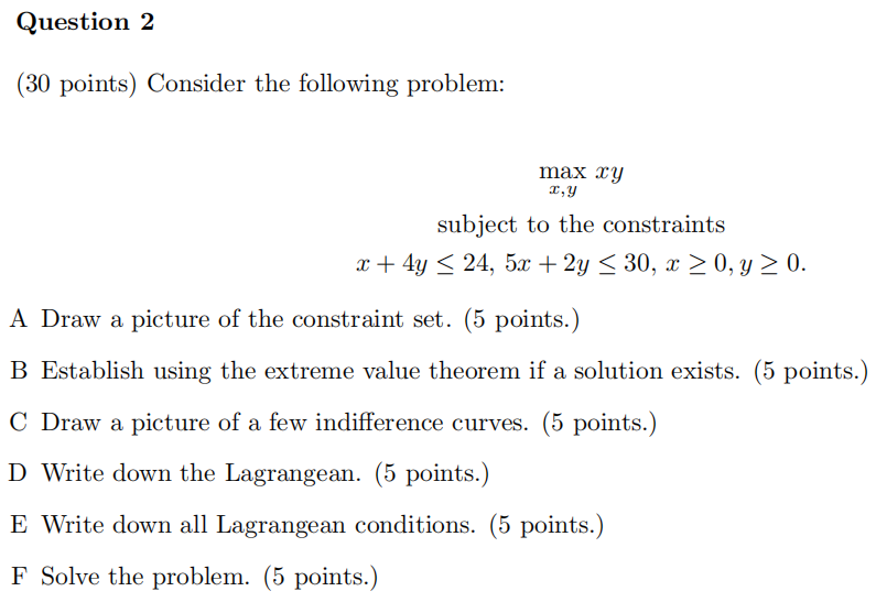 Solved Question 2 (30 points) Consider the following | Chegg.com