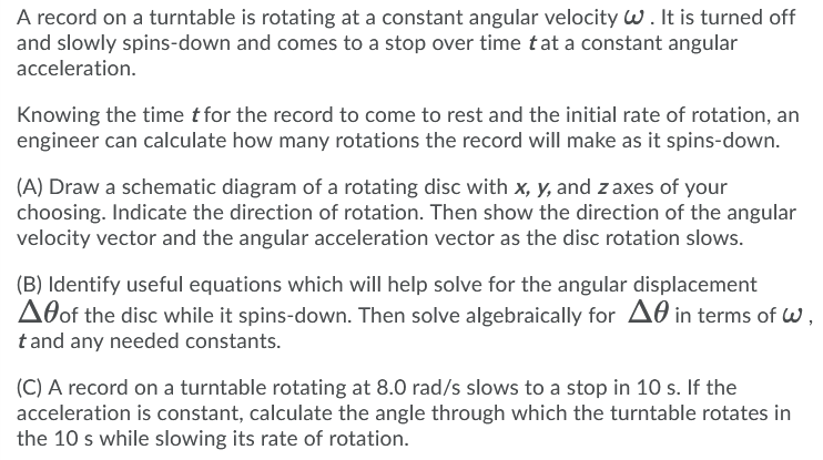 Solved A record on a turntable is rotating at a constant | Chegg.com