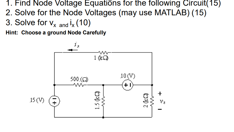 Solved 1. Find Node Voltage Equations for the following | Chegg.com