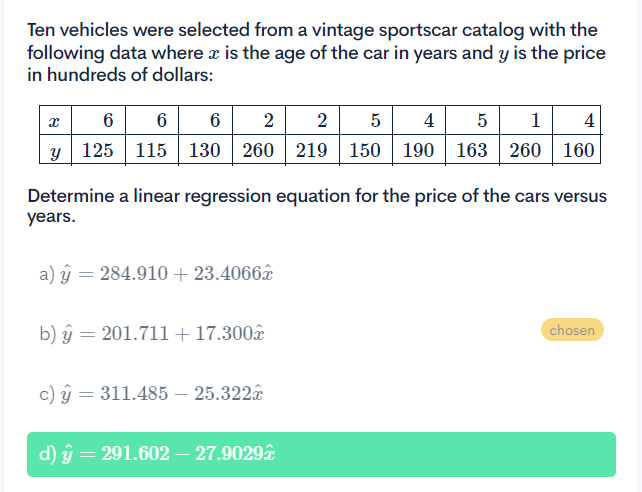Solved Ten vehicles were selected from a vintage sportscar | Chegg.com