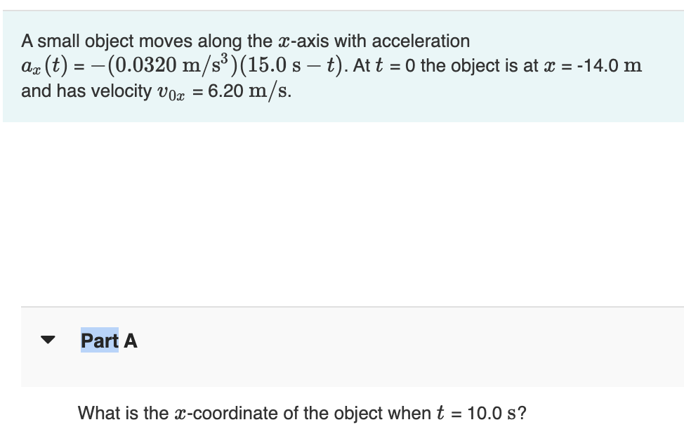Solved A small object moves along the x-axis with | Chegg.com