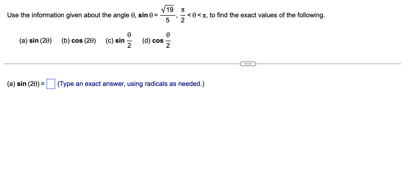 Solved Use the information given about the angle | Chegg.com