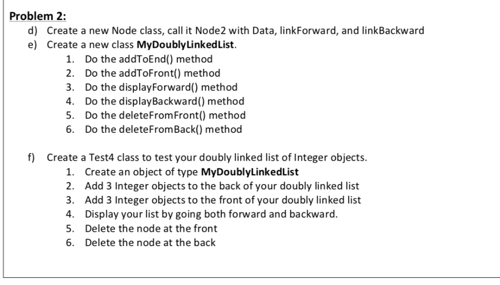 Solved Problem 2 D Create A New Node Class Call It Node2 4587