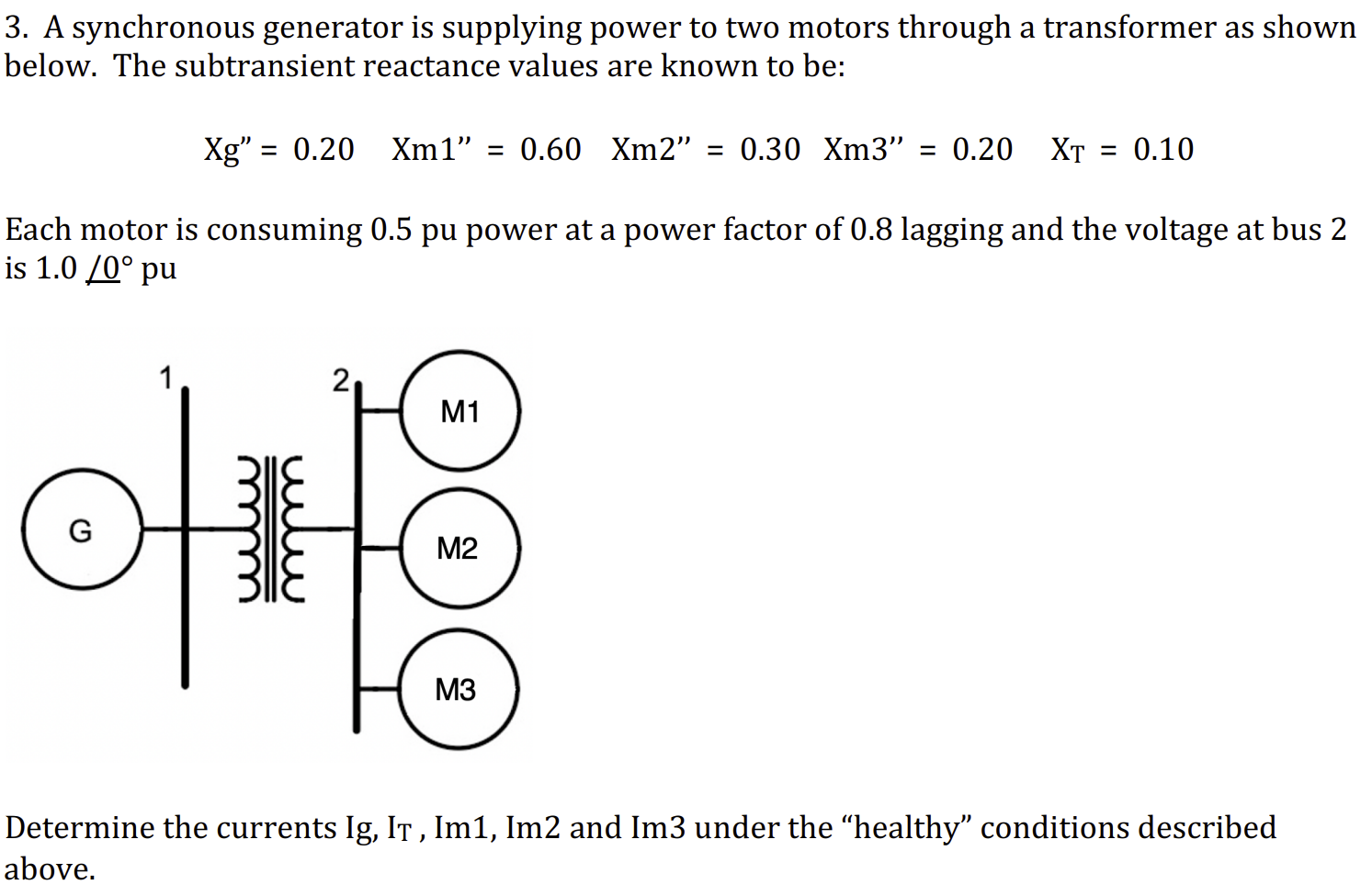 Solved 3. A synchronous generator is supplying power to two | Chegg.com