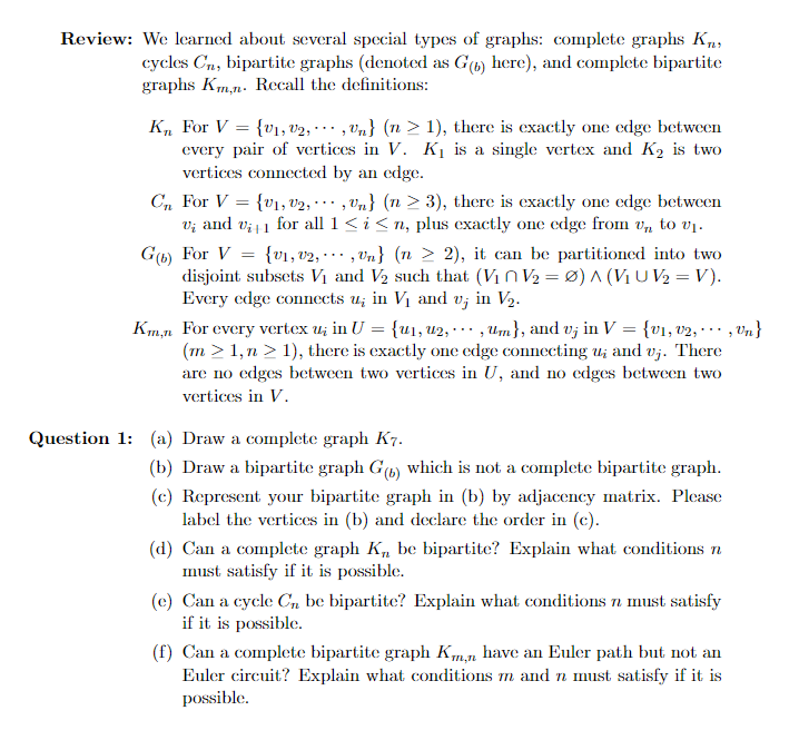 Solved Review: We learned about several special types of | Chegg.com