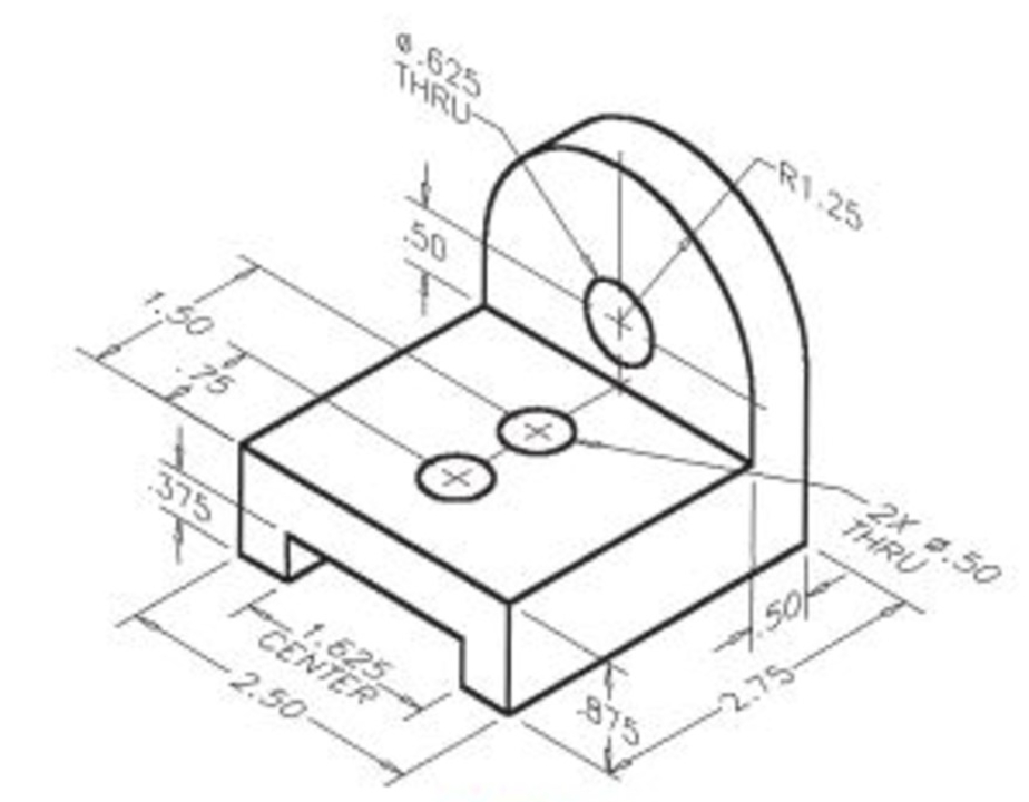 Solved Need orthographic projection 3 ﻿views (top, ﻿front | Chegg.com