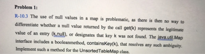Solved The use of null values in a map is problematic, as | Chegg.com