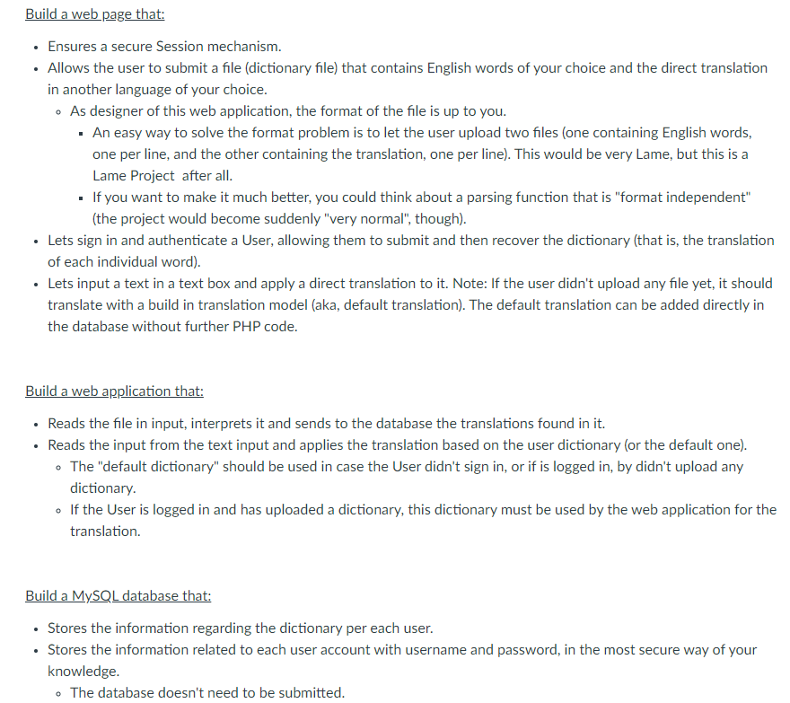 Build a web page that: Ensures a secure Session | Chegg.com