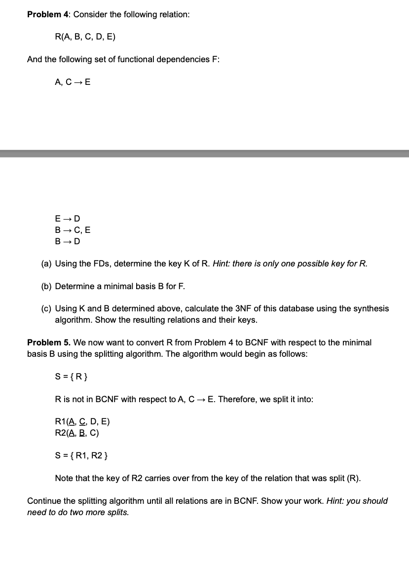 Solved (a) Using the FDs, determine the key K of R. Hint: | Chegg.com