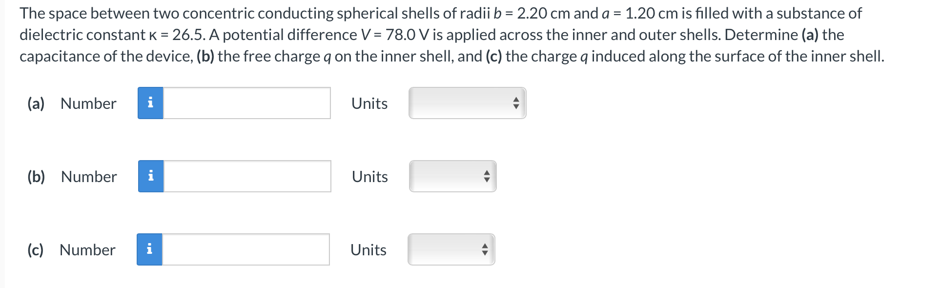 Solved The space between two concentric conducting spherical | Chegg.com