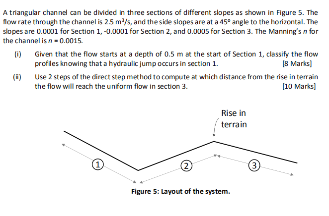 Solved A triangular channel can be divided in three sections | Chegg.com