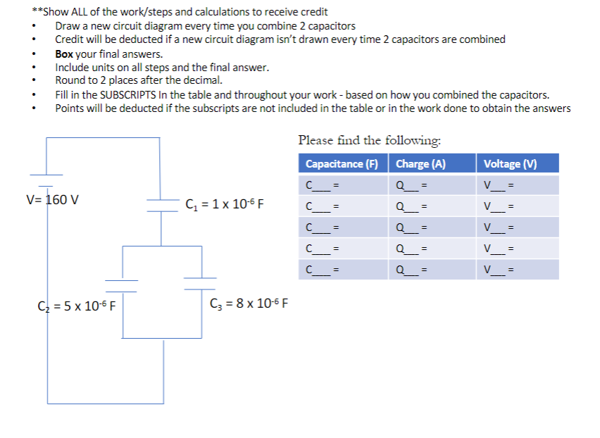 Solved **Show ALL of the work/steps and calculations to | Chegg.com