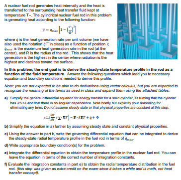 Solved A nuclear fuel rod generates heat internally and the | Chegg.com