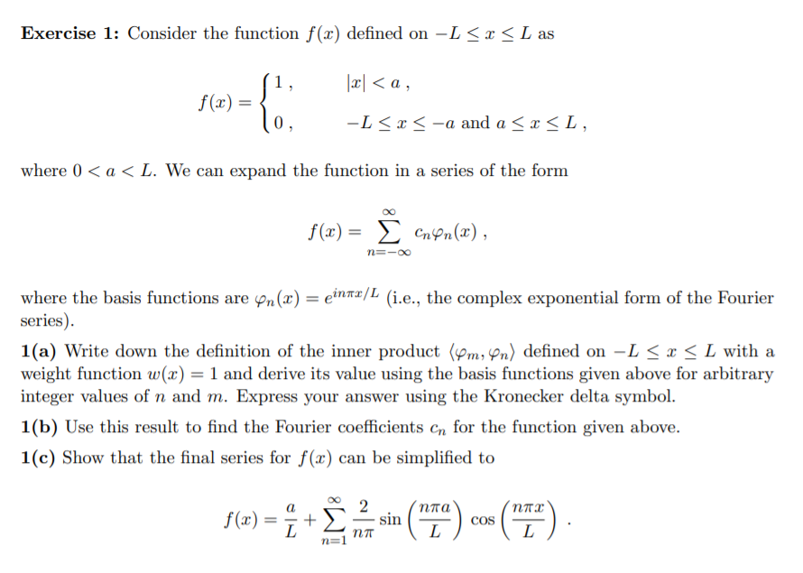 Solved Exercise 1: Consider the function f(c) defined on -1 | Chegg.com