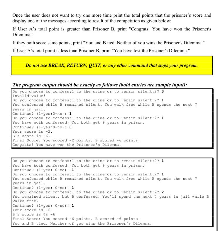 Solved The prisoner's dilemma game has a lot of applications | Chegg.com