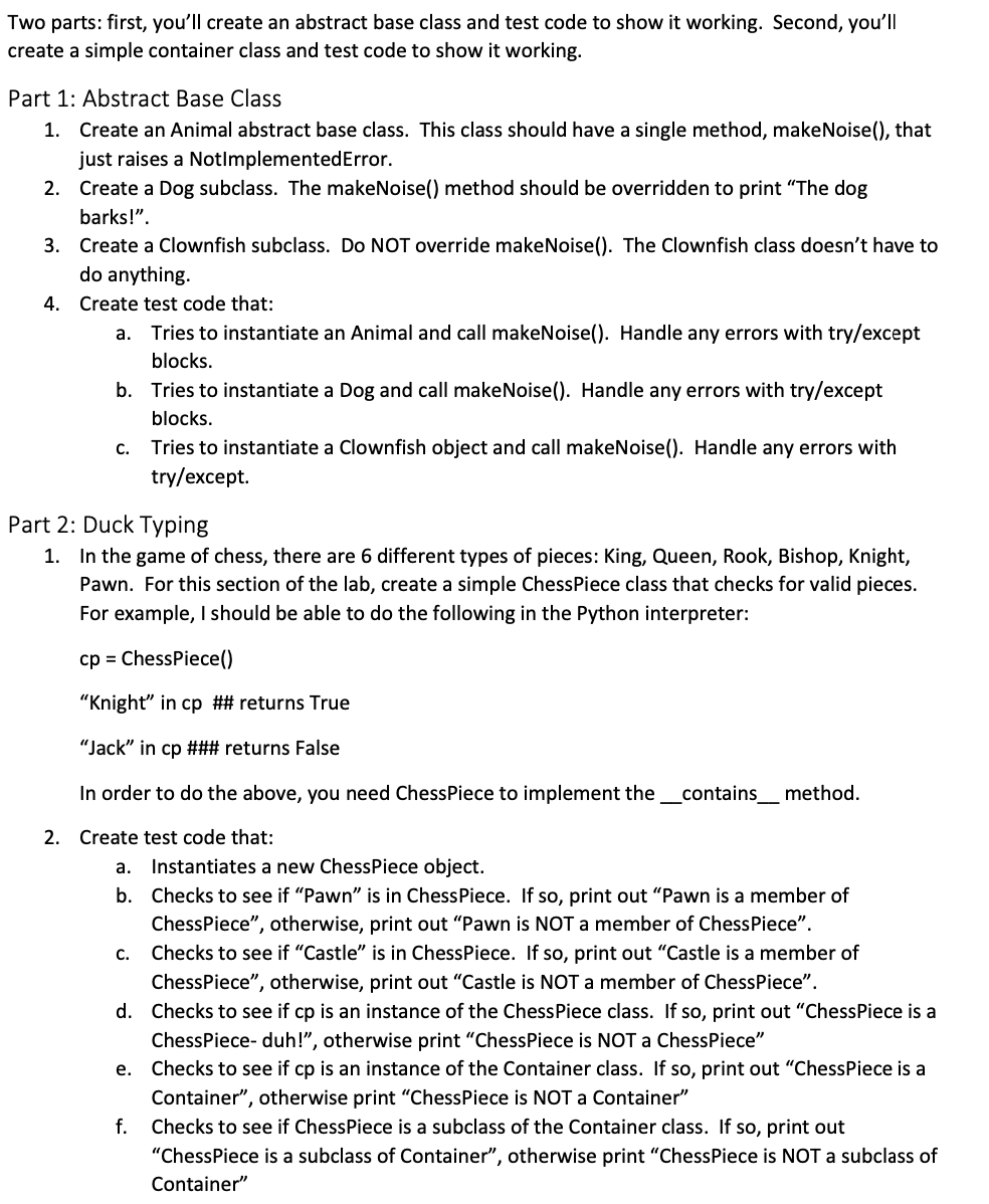 Solved Two parts: first, you'll create an abstract base | Chegg.com