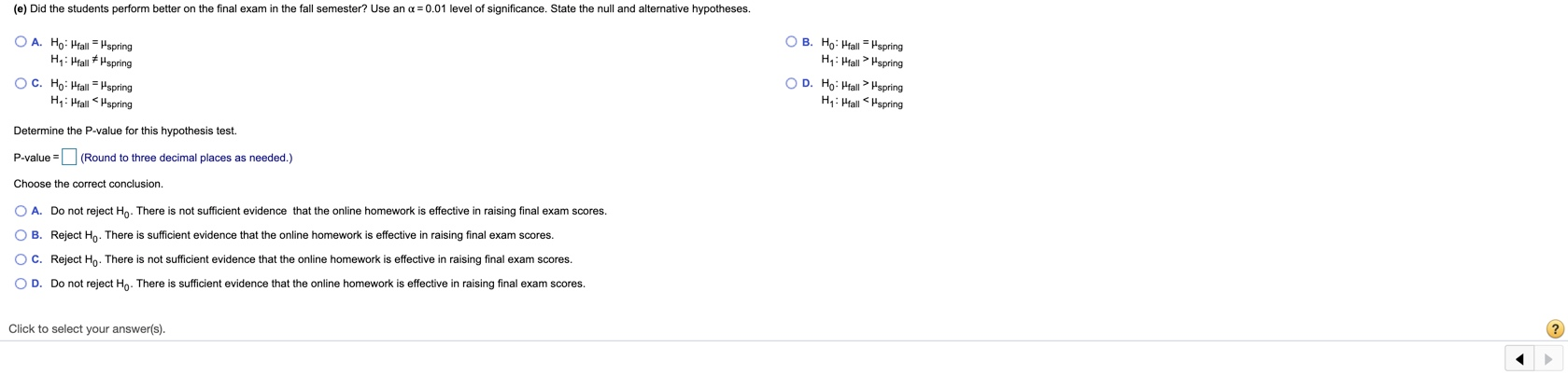 Solved A professor wanted to determine whether an online | Chegg.com