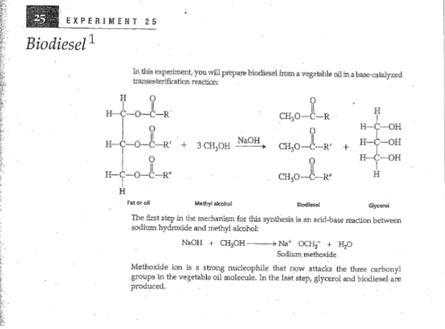 Solved 25 EXPERIMENT 25 Biodiesel 1 In this experiment, you | Chegg.com