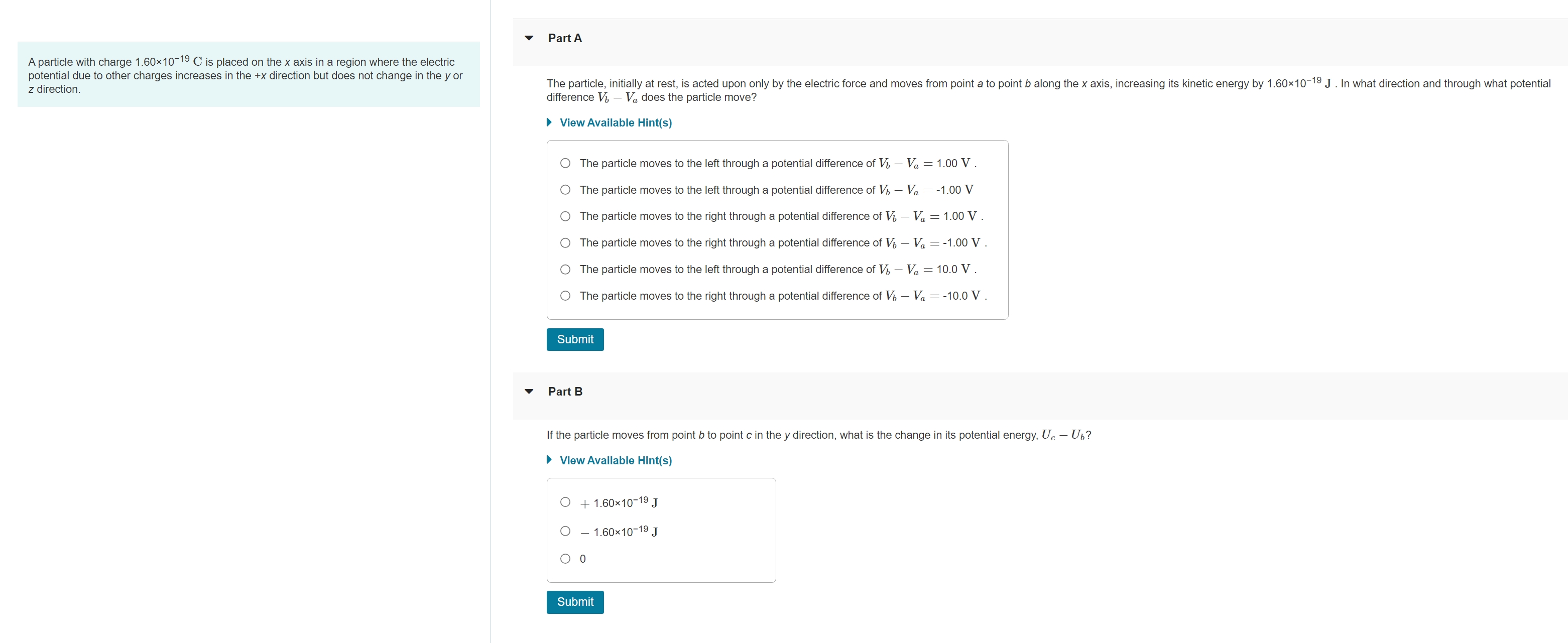 Solved A particle with charge 1.60×10-19C is ﻿placed on ﻿the | Chegg.com