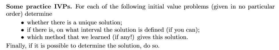 Solved Some practice IVPs. For each of the following initial | Chegg.com