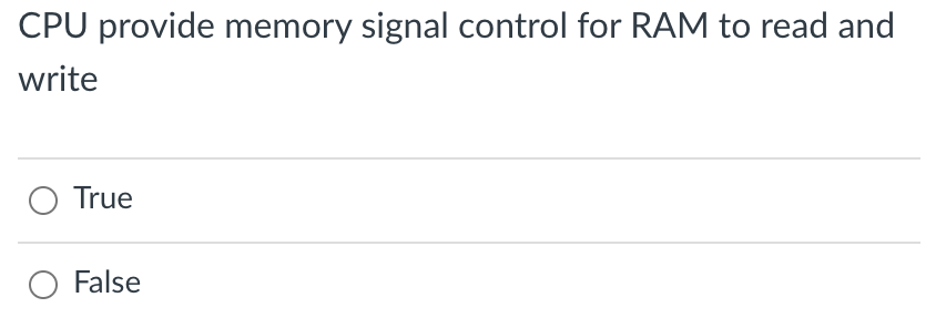 Solved CPU provide memory signal control for RAM to read and | Chegg.com