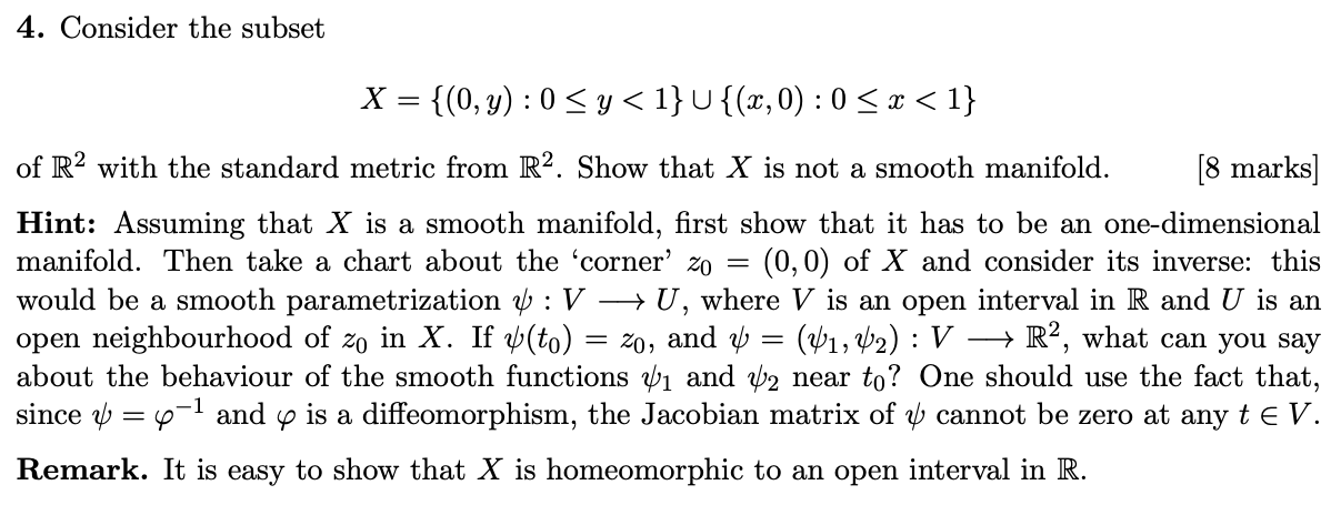 Solved 4. Consider the subset X = {(0,y): 0 Sy