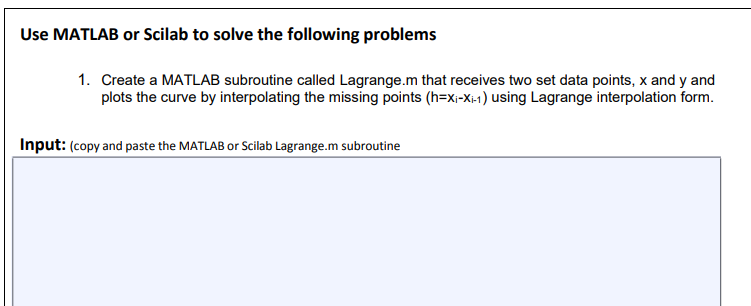 Solved Use MATLAB or Scilab to solve the following problems | Chegg.com