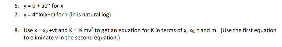 Solved How can I solve these 3 variables problems? 6. y = b | Chegg.com