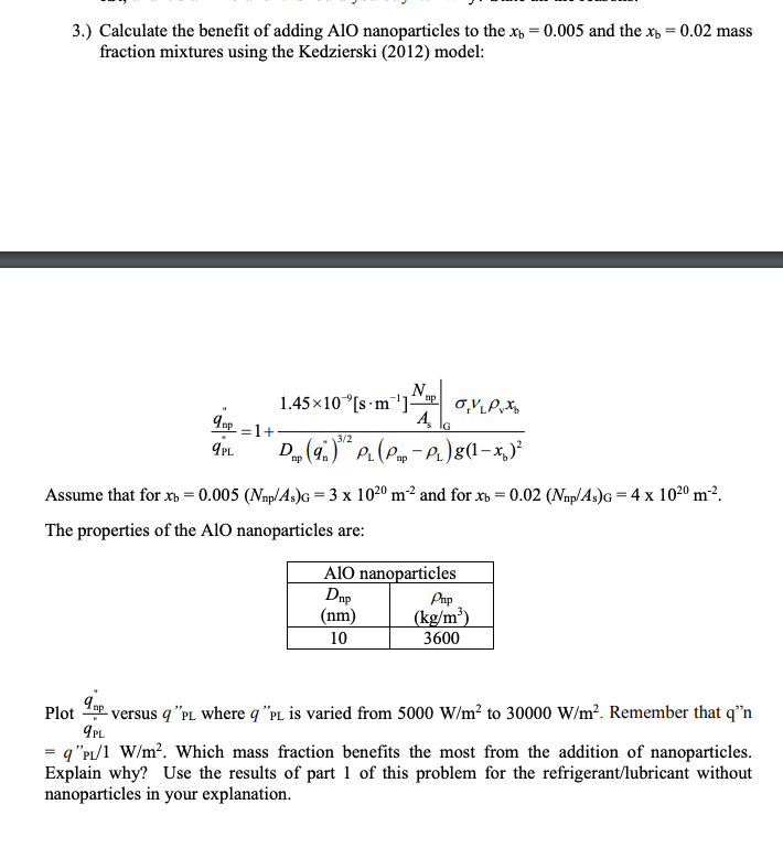 Solved 3.) Calculate the benefit of adding AlO nanoparticles | Chegg.com