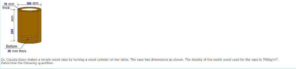 Solved 10 mm thick Bottom 25 mm thick Dr. Claudia Rawn makes | Chegg.com