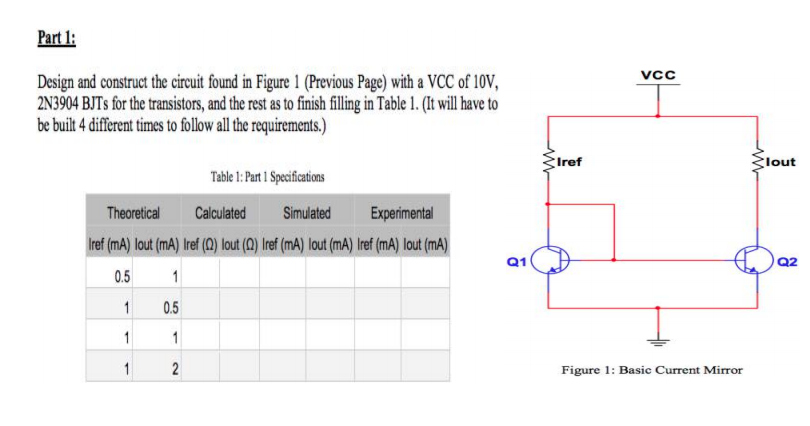 Solved Part 1: vcc Design and construct the circuit found in | Chegg.com