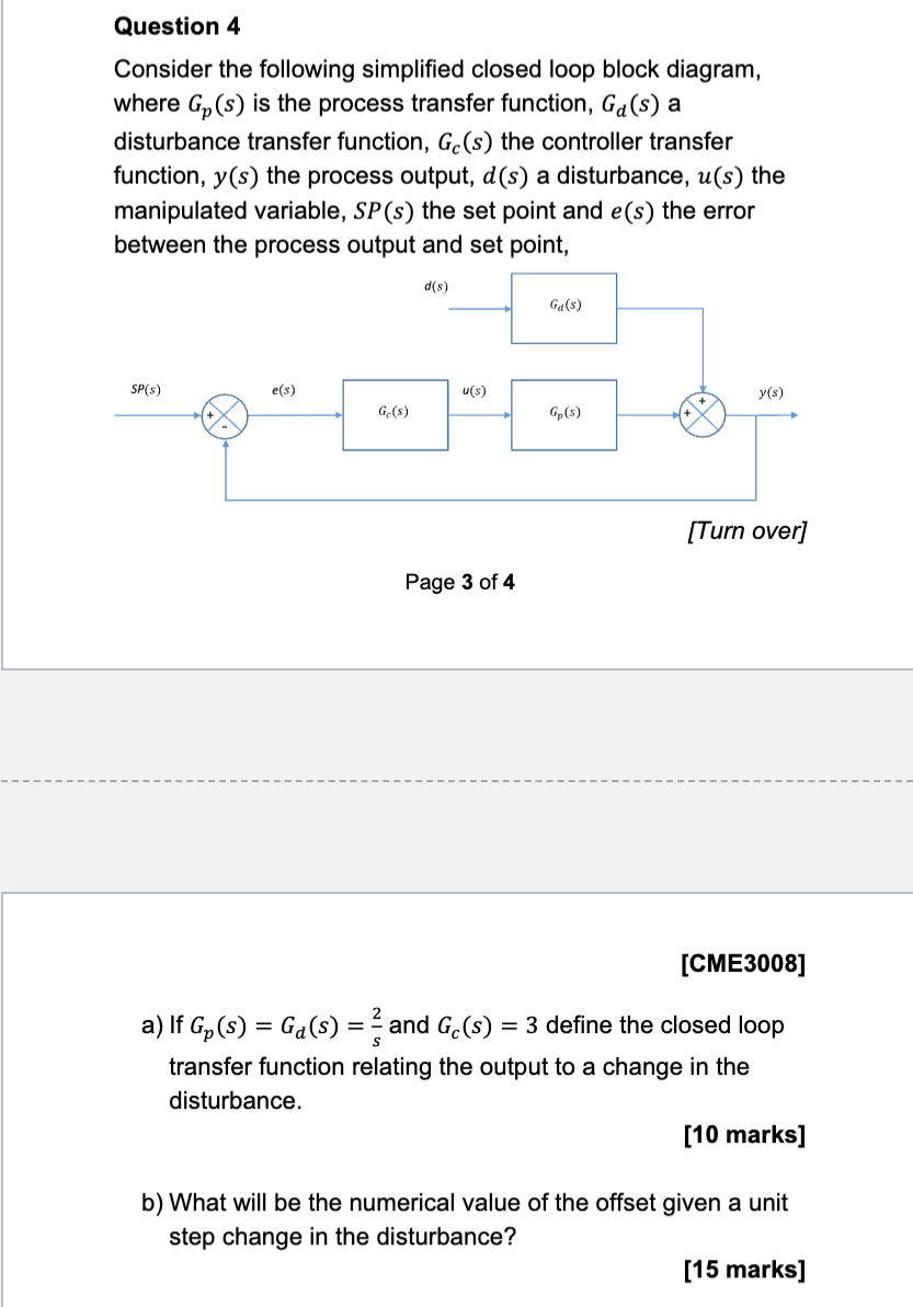Solved [CME3008]a) ﻿If Gp(s)=Gd(s)=2s ﻿and Gc(s)=3 ﻿define | Chegg.com
