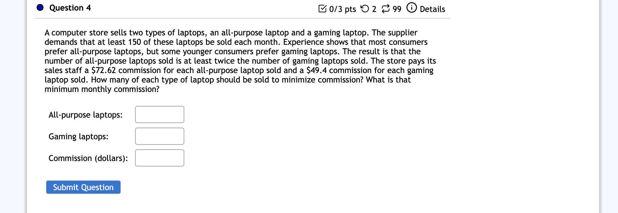 Solved A computer store sells two types of laptops, an | Chegg.com