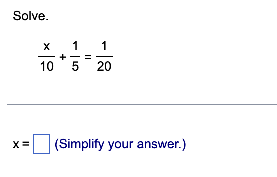 Solved Solve. 10x+51=201 x= (Simplify your answer.) | Chegg.com
