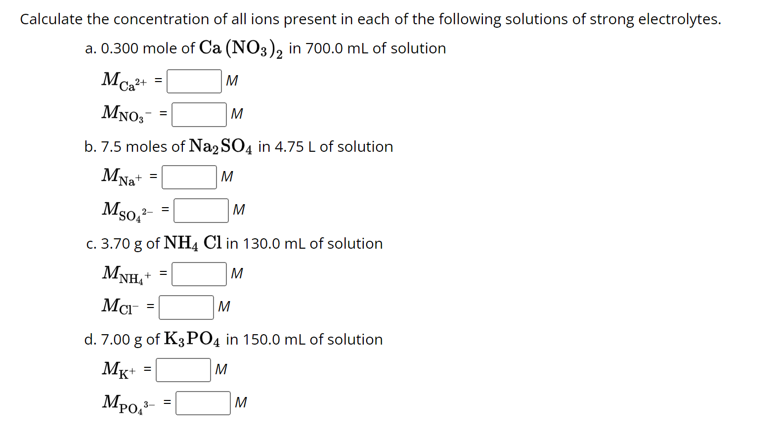 Solved Calculate the concentration of all ions present in | Chegg.com