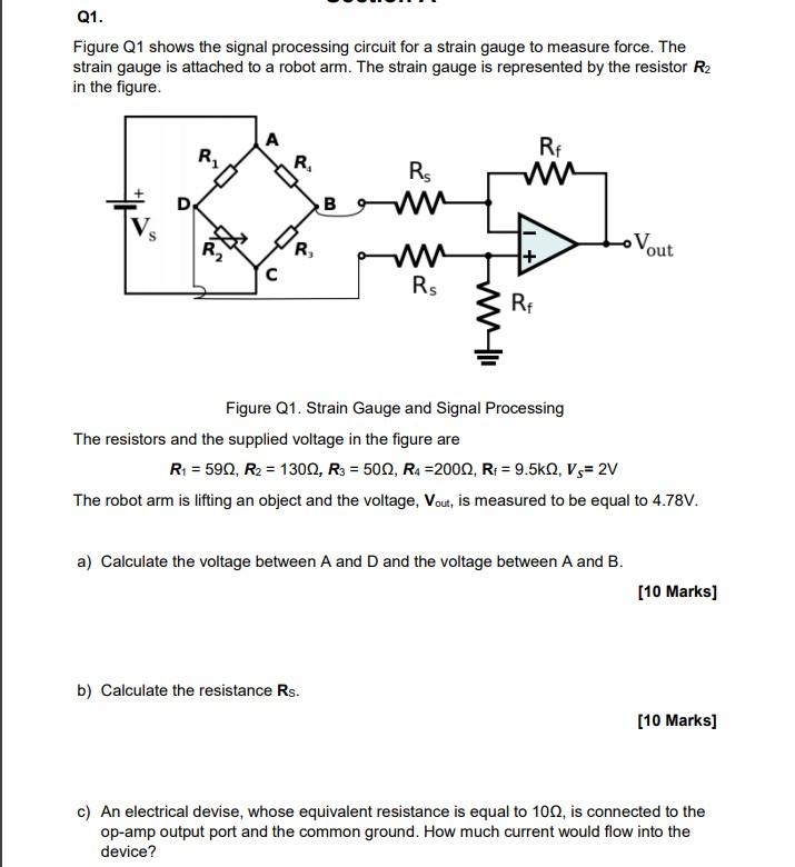 Solved Figure Q1 shows the signal processing circuit for a | Chegg.com