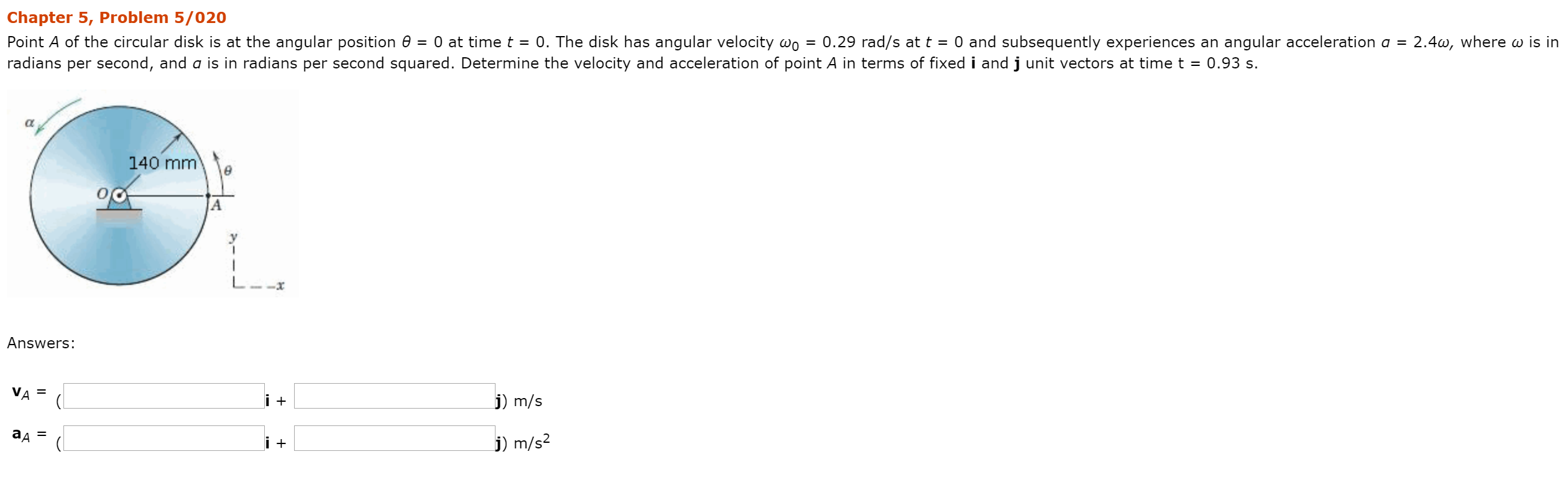 Solved Chapter 5, Problem 5/020 Point A of the circular disk | Chegg.com