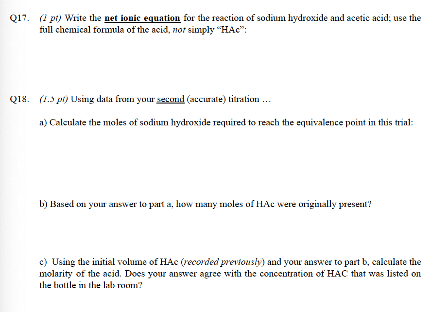 Solved Q17. (1 pt) Write the net ionic equation for the | Chegg.com